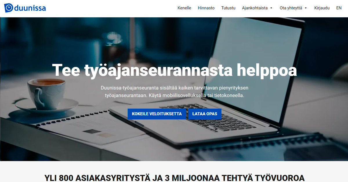 Duunissa - Työajanseuranta mobiilissa - Helppoa työajanseurantaa